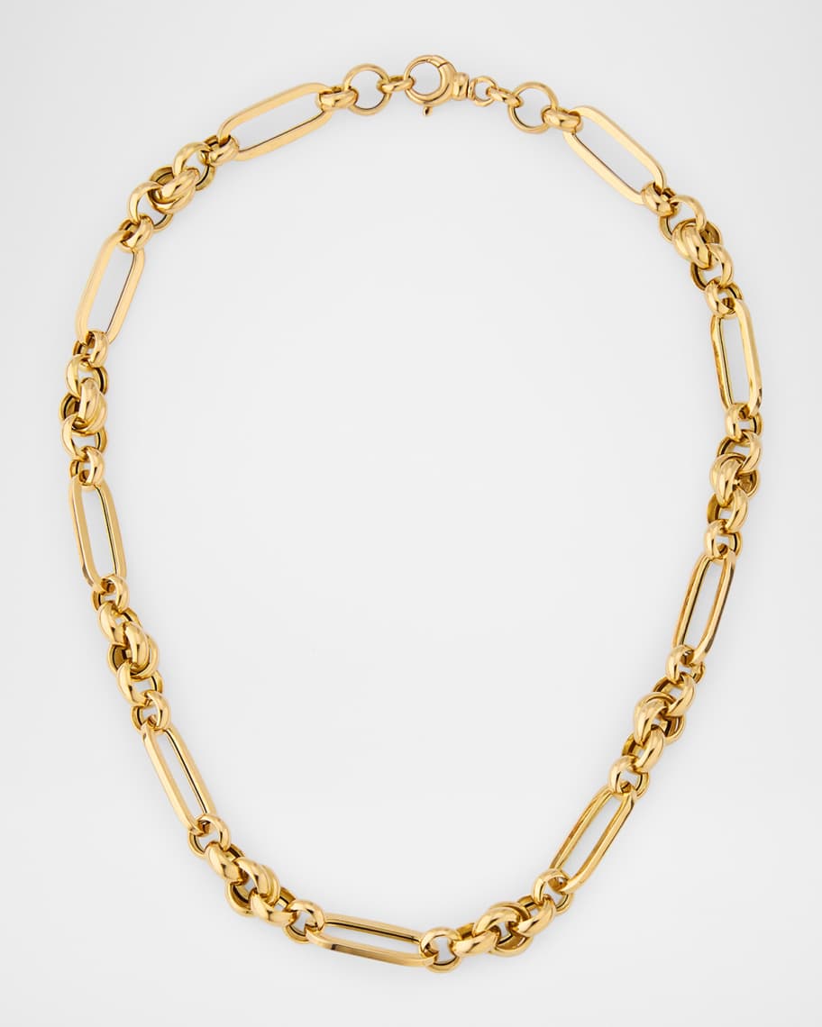 Alberto Milani 18K Yellow Gold Alternating Paper Clip Chain Necklace ...