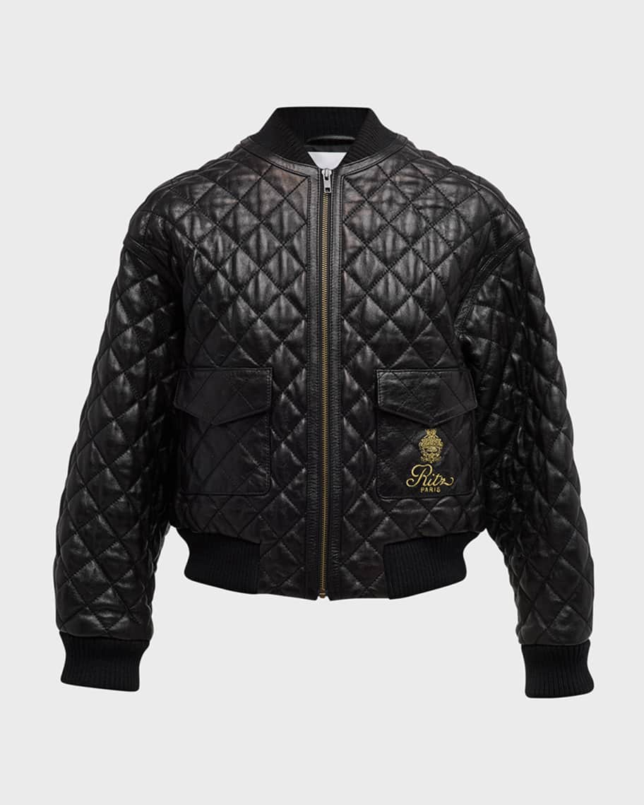 FRAME x Ritz Paris FRAME x Ritz Paris Quilted Leather Bomber Jacket ...
