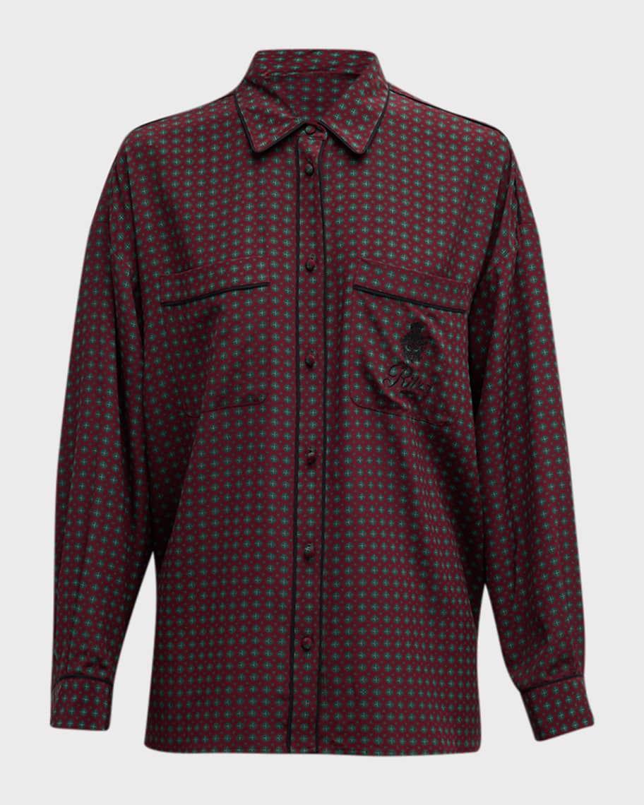 FRAME FRAME x Ritz Paris Printed Silk Button-Front Shirt | Neiman Marcus