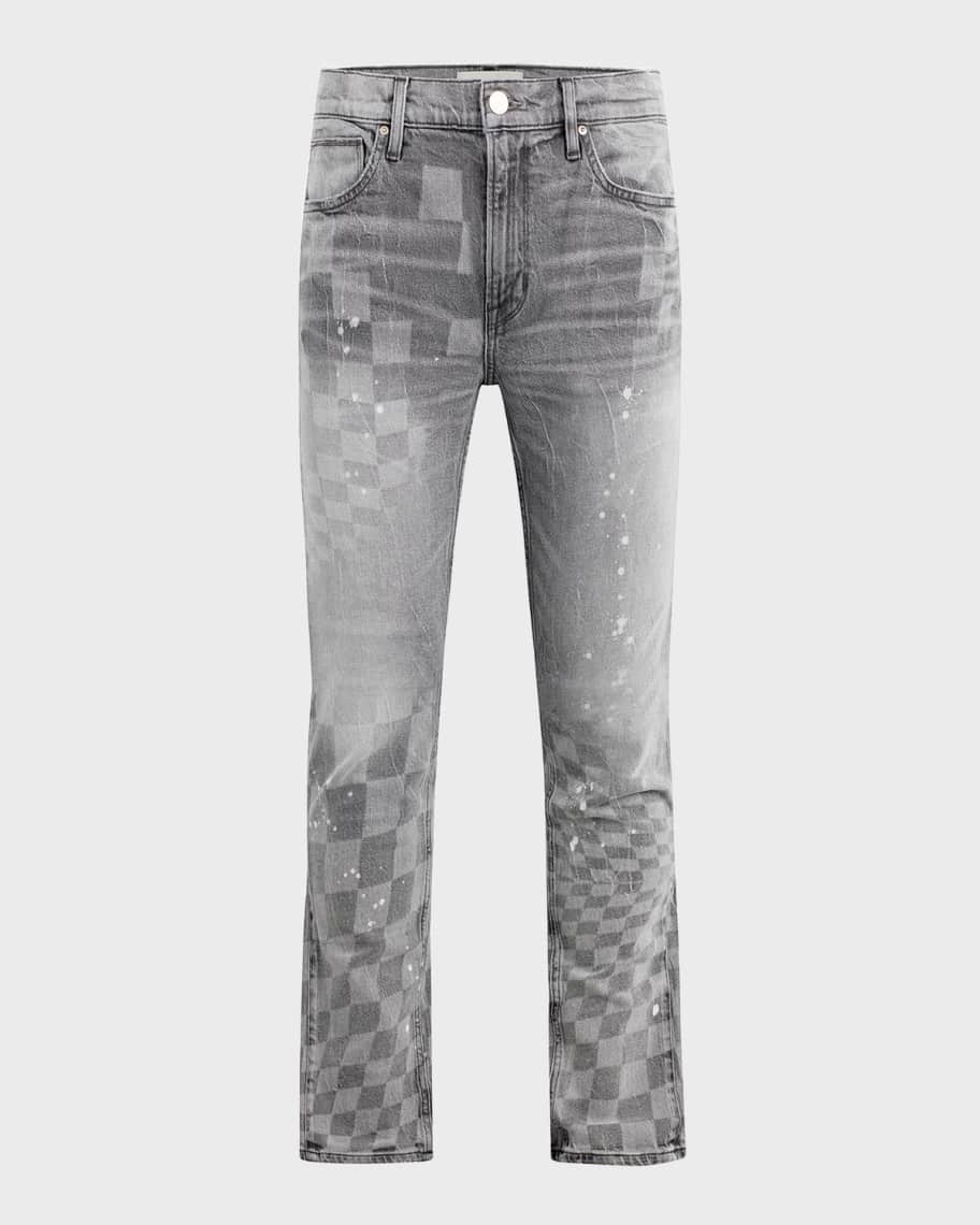 Hudson Men's Walker Kick Flare Checkered Jeans | Neiman Marcus