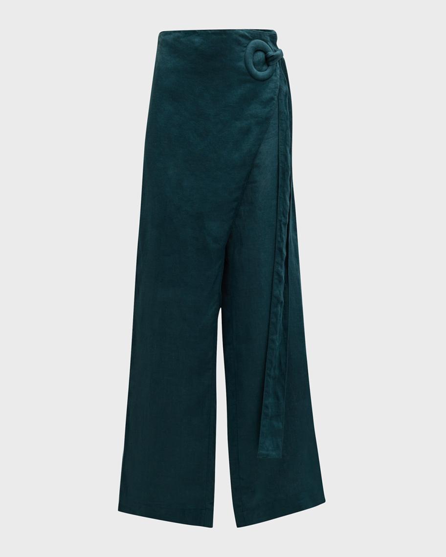 pinkfilosofy Corchea Wide-Leg Linen Wrap Pants | Neiman Marcus