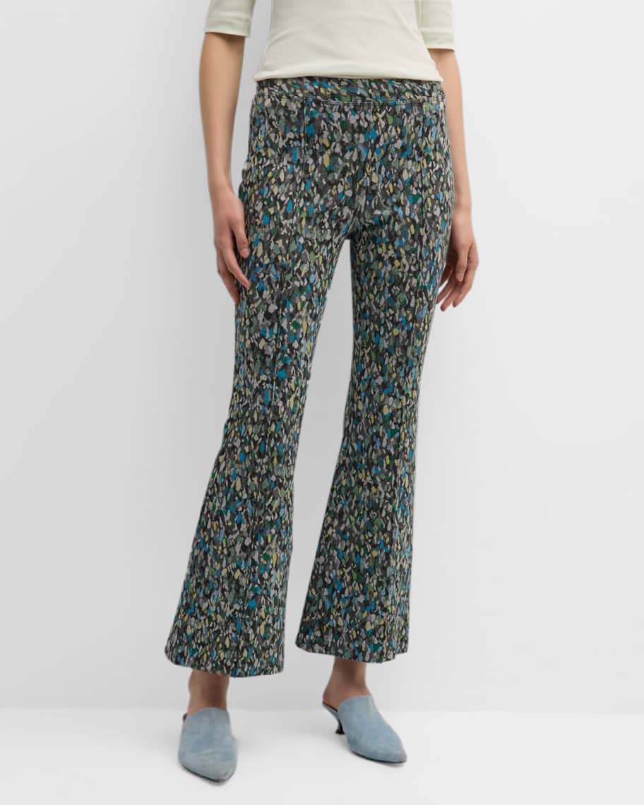 Rosetta Getty High-Rise Carpet Foam Jacquard Flare Crop Pull-On Pants ...