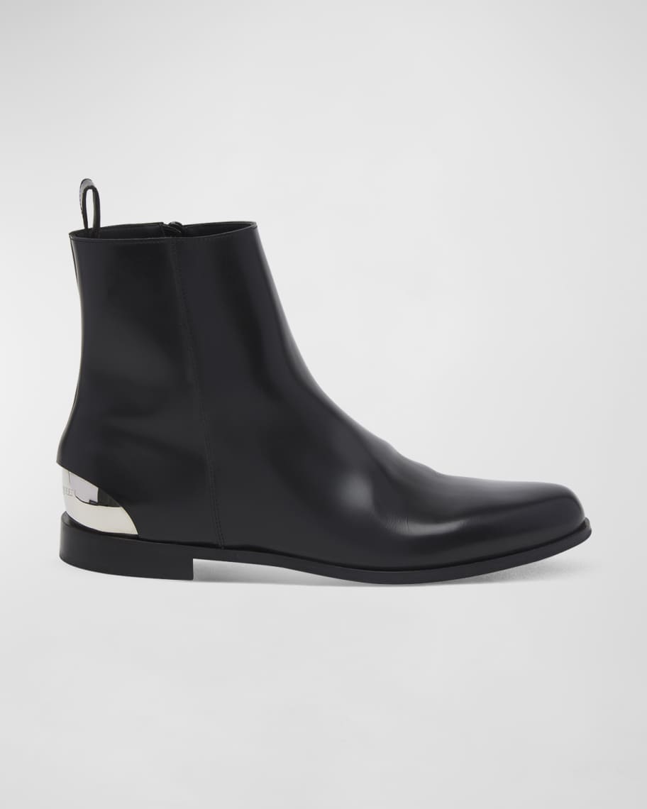 McQueen Men's Metal-Heel Leather Ankle Boots | Neiman Marcus