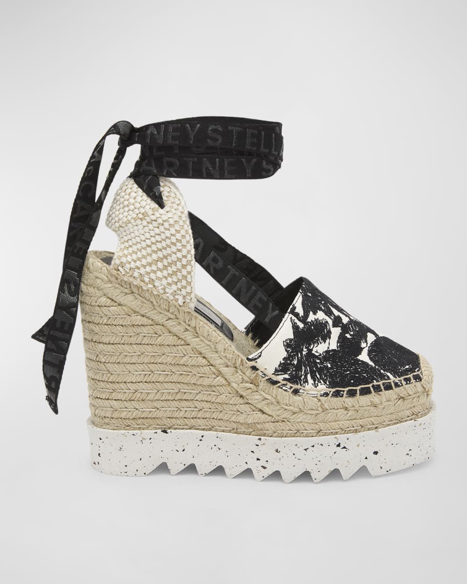 Stella McCartney Gaia Organic Ankle-Wrap Platform Espadrilles | Neiman ...