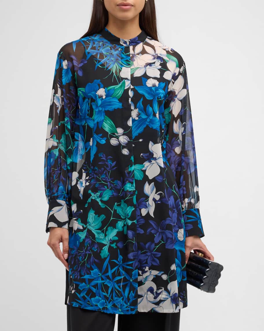 Kobi Halperin Amy Sheer Floral-Print Chiffon Blouse | Neiman Marcus