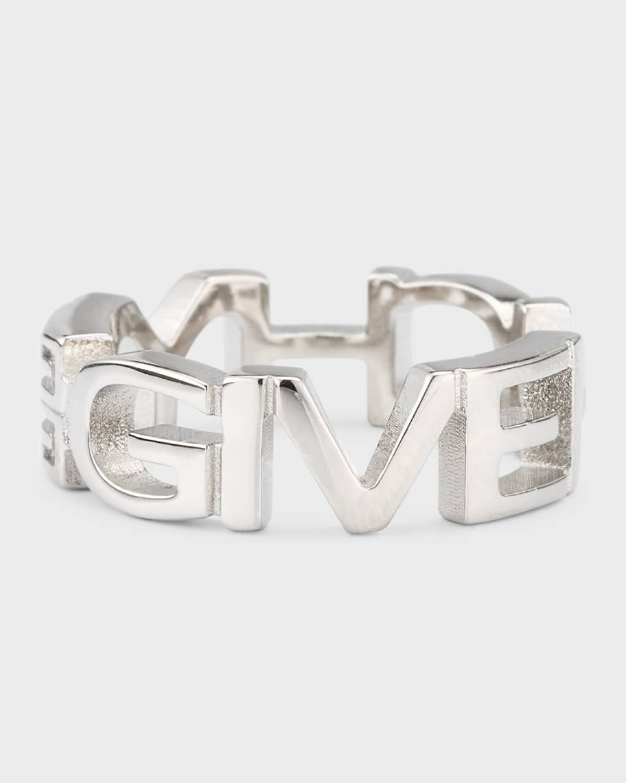 Givenchy Men's Logo Letters Silvery Band Ring | Neiman Marcus