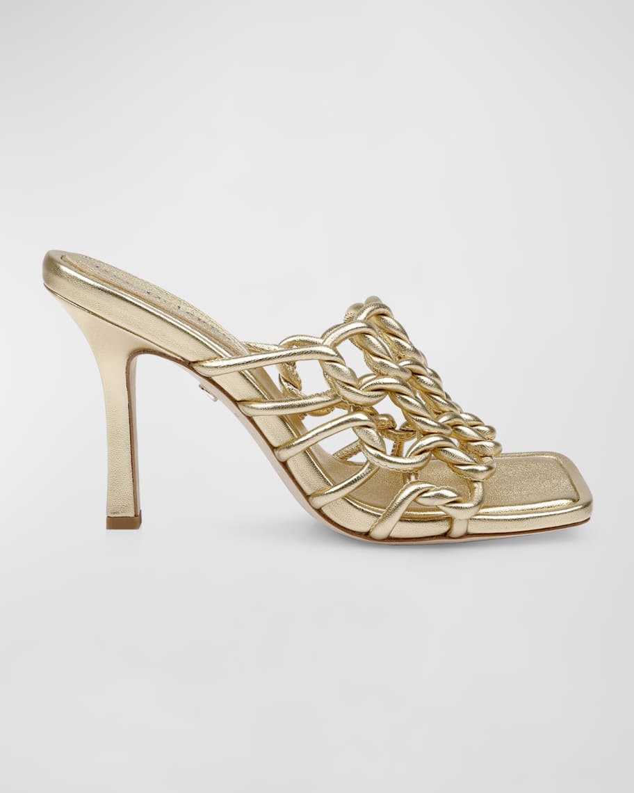 DEE OCLEPPO Belize Metallic Caged Mule Sandals | Neiman Marcus