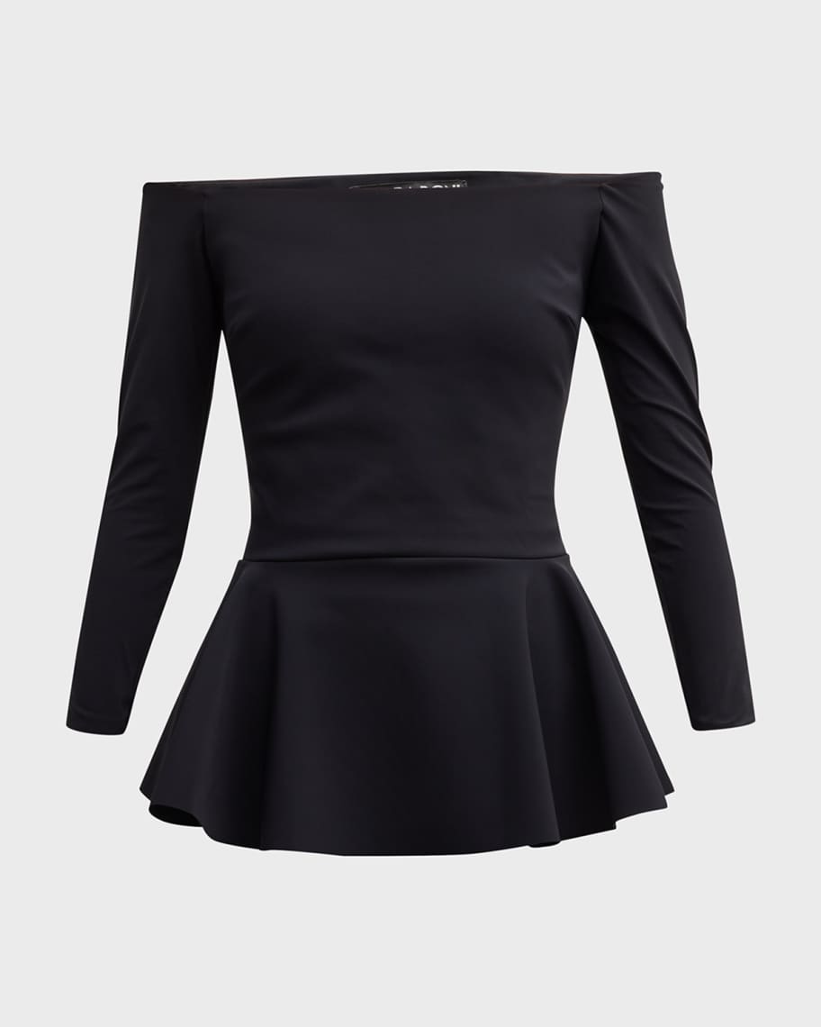 Chiara Boni La Petite Robe Off-Shoulder Peplum Top | Neiman Marcus