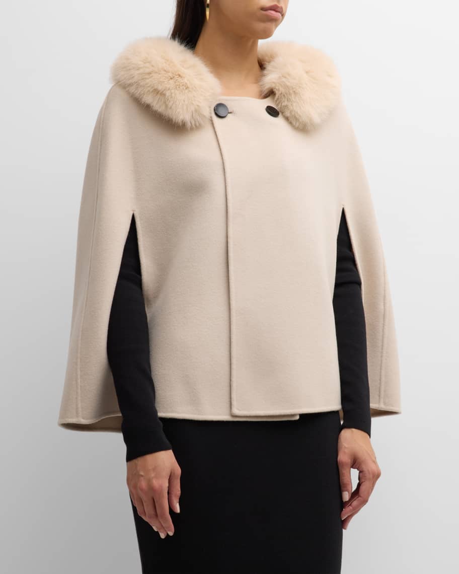 Kelli Kouri Faux Fur Collared Cape | Neiman Marcus