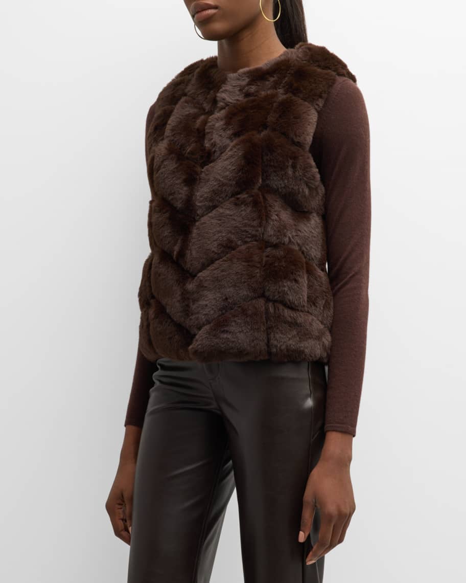 Kelli Kouri Chevron Faux Fur Vest | Neiman Marcus