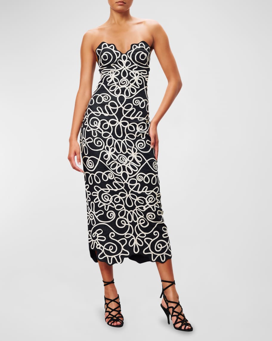 Mara Hoffman Stella Strapless Floral Column Midi Dress | Neiman Marcus