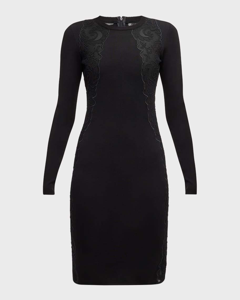 Versace Lace Insert Bodycon Midi Dress | Neiman Marcus