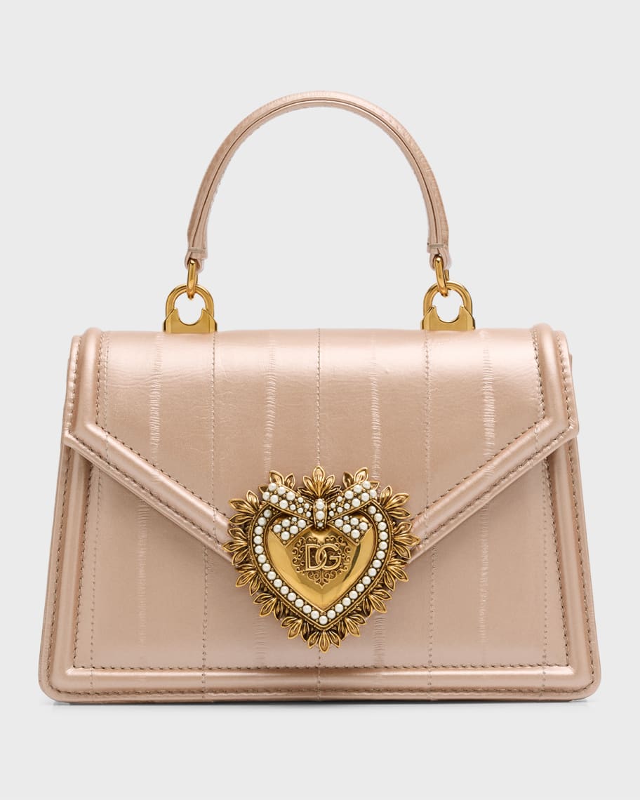 Dolce&Gabbana Devotion Mini Metallic Striped Top-Handle Bag | Neiman Marcus
