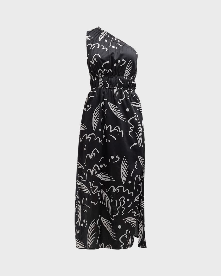 Rails Tahiti Night Selani One-Shoulder Midi Dress | Neiman Marcus