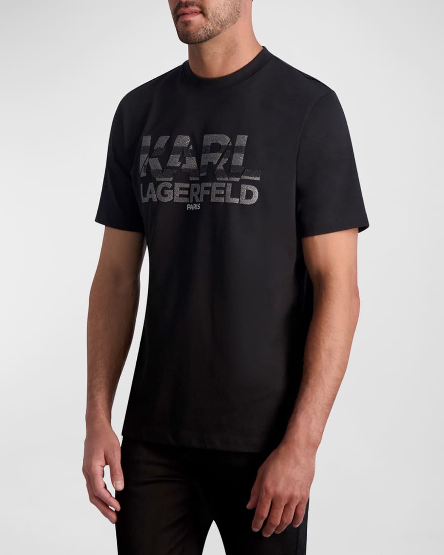 Karl Lagerfeld Paris White Label Men's Caviar Beaded Logo T-Shirt ...