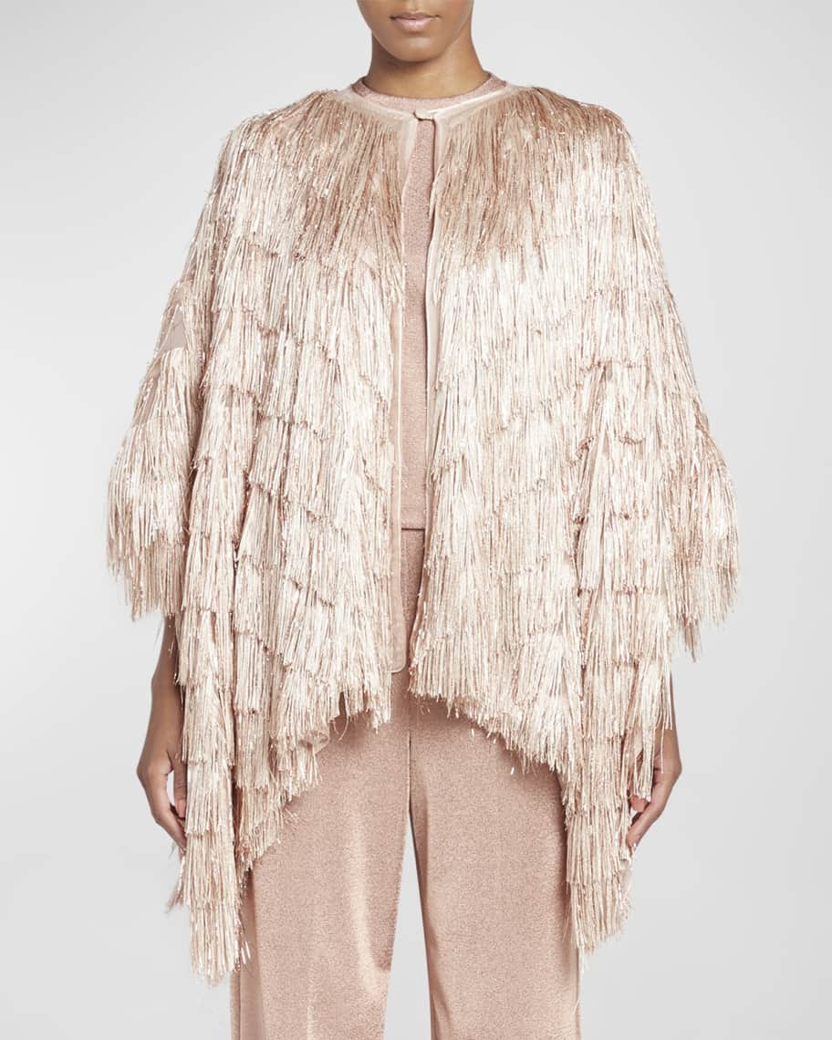 Giorgio Armani Metallic Fringe Cape | Neiman Marcus