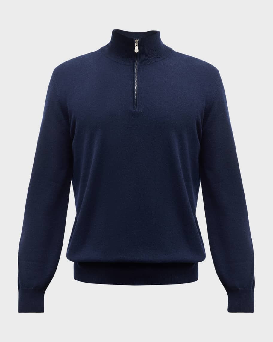 Brunello Cucinelli Men's Cashmere Quarter-Zip Sweater | Neiman Marcus