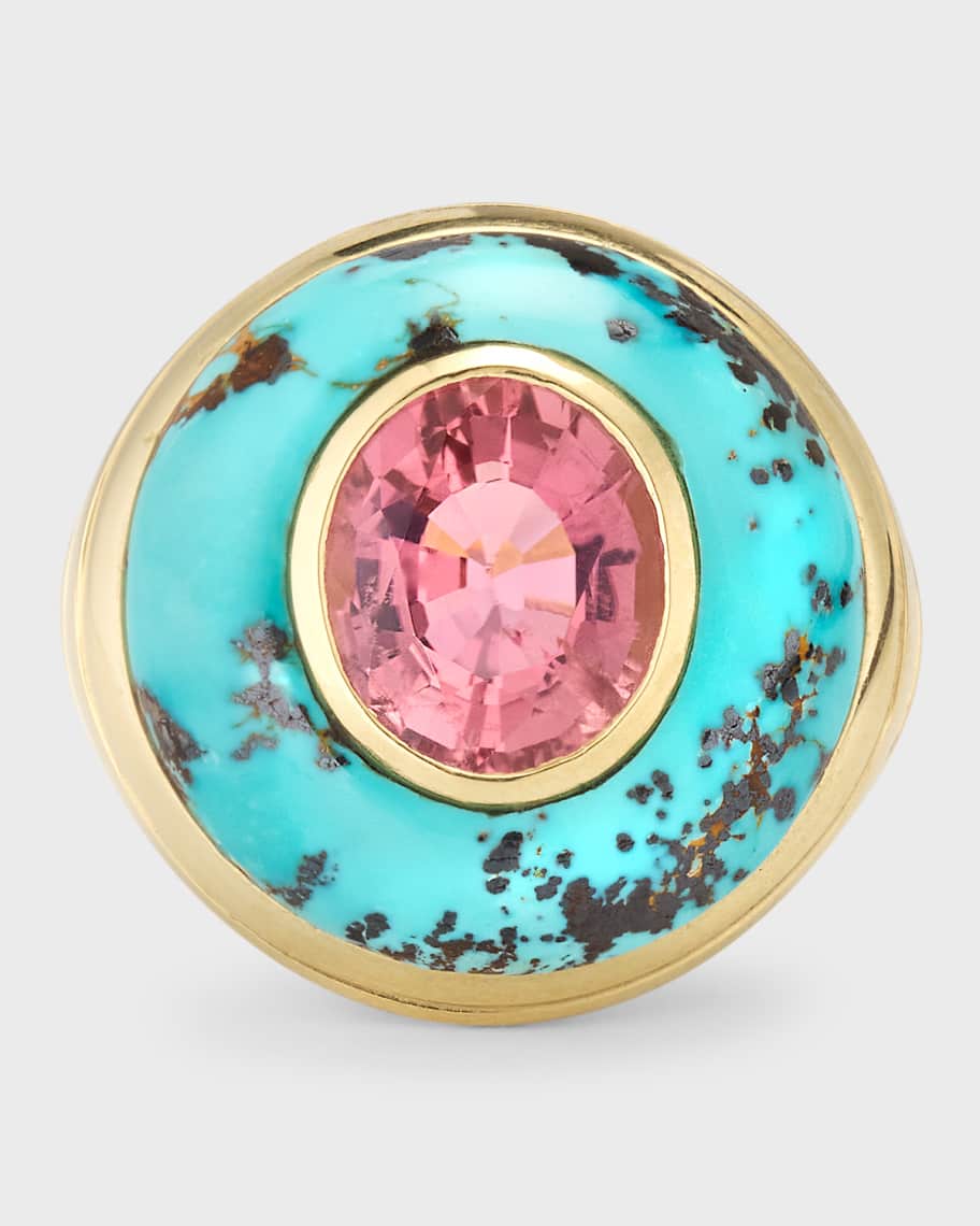 Retrouvai Petite Lollipop Pink Tourmaline & Turquoise Ring | Neiman Marcus