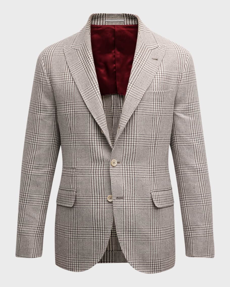 Brunello Cucinelli Men's Glen Plaid Peak Lapel Sport Coat | Neiman Marcus