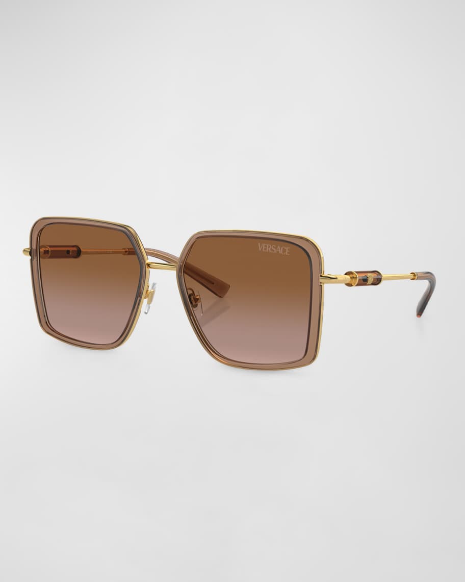 Versace Gradient Tubular Steel Square Sunglasses | Neiman Marcus