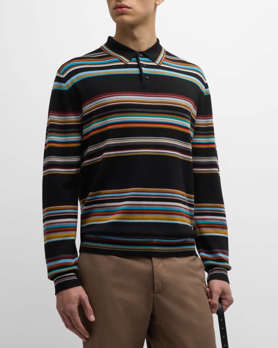 Paul Smith Men's Signature Stripe Knit Polo Shirt | Neiman Marcus