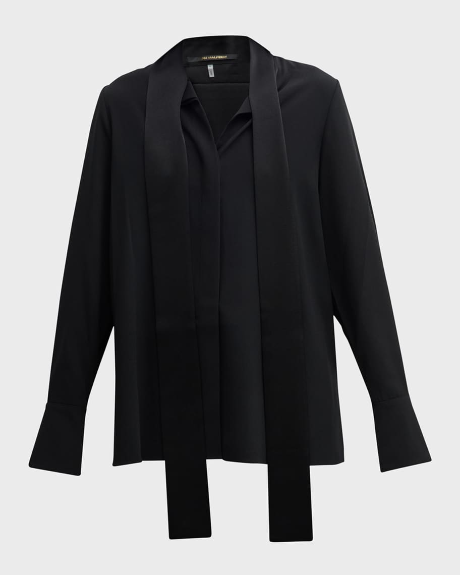 Kobi Halperin Addie Tie-Neck Button-Down Blouse | Neiman Marcus