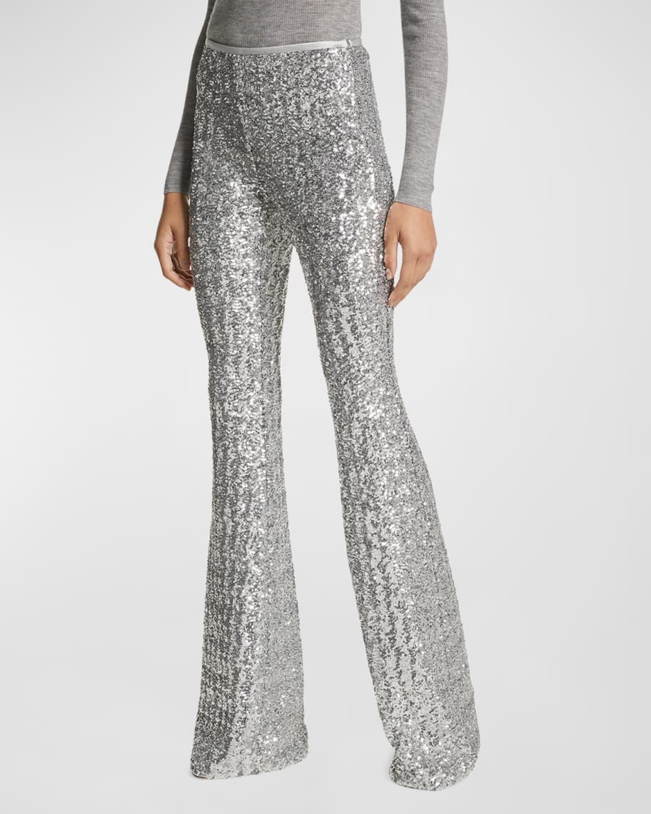 silver sequin flares