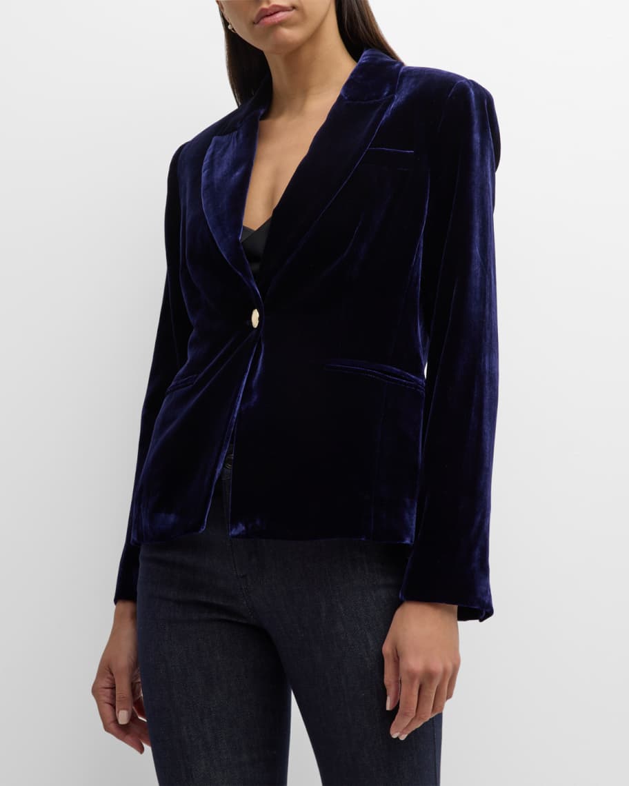Elie Tahari The Veronica Single-Button Velvet Suit Jacket | Neiman Marcus