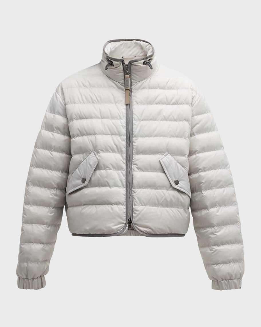 Brunello Cucinelli Monili-Tab Zip Padded Matte Nylon Short Jacket ...