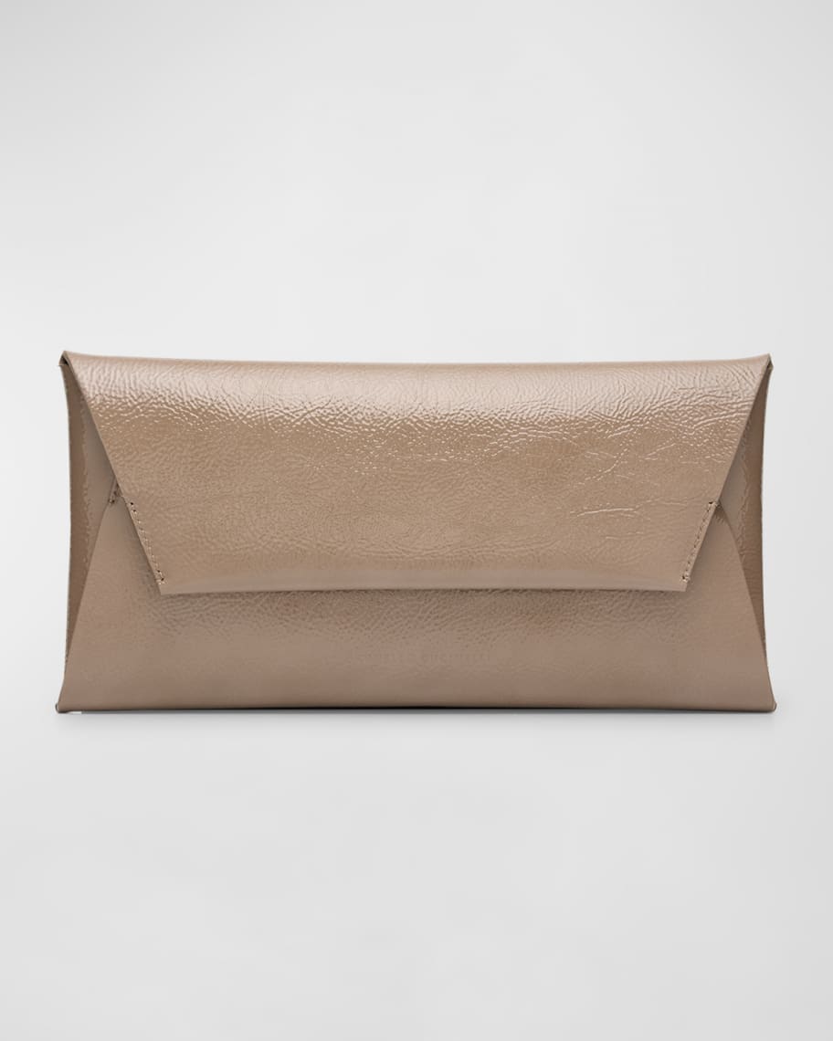 Brunello Cucinelli Envelope Patent Leather Clutch Bag | Neiman Marcus