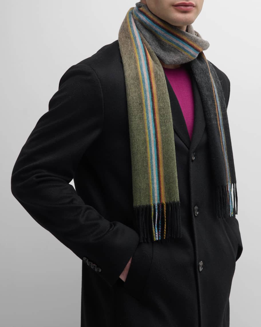 Paul Smith Men's Cashmere-Wool Gradient Center-Signature Scarf | Neiman ...