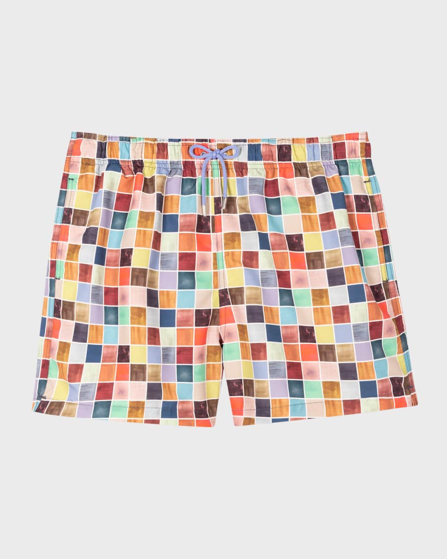 Paul Smith Men's Checkered Swim Trunks | Neiman Marcus