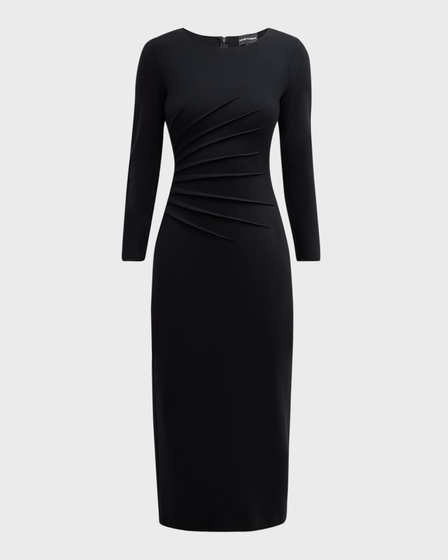 Emporio Armani Pleated Jersey Midi Sheath Dress | Neiman Marcus