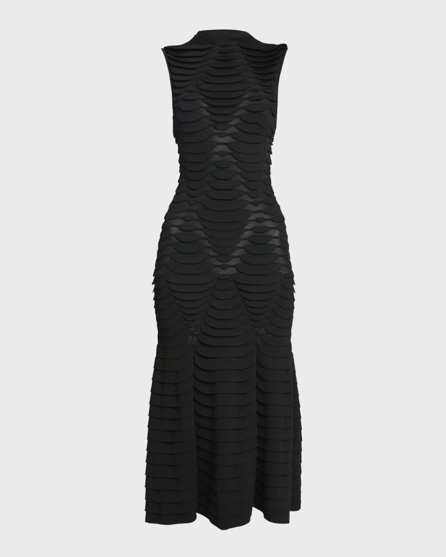 ALAIA Python Knit High-Neck Sleeveless Midi Dress | Neiman Marcus