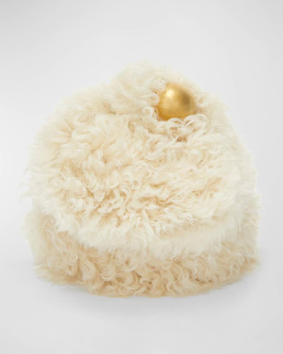 Jil Sander Sphere Shearling Pouch Clutch Bag | Neiman Marcus