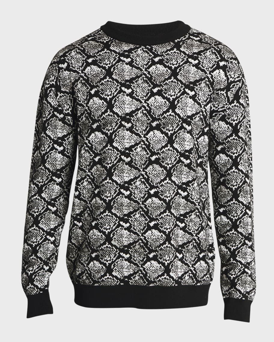 Balmain Men's Python Jacquard Wool Sweater | Neiman Marcus