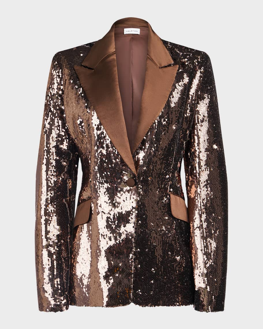 Halston Ameri Single-Button Sequin Jacket | Neiman Marcus