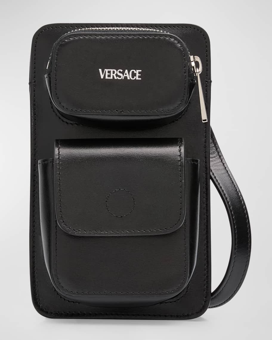 Versace Men's Leather Cargo Crossbody Bag | Neiman Marcus