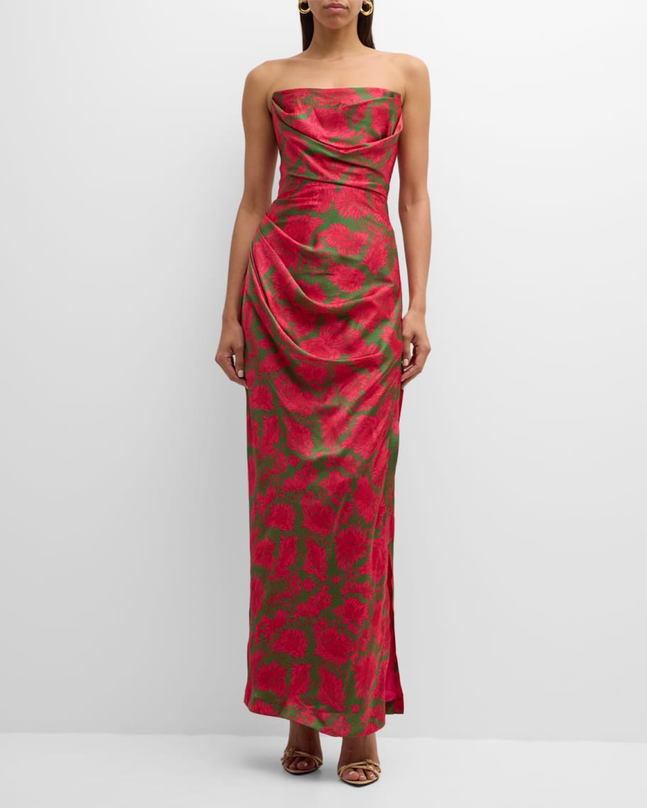 GIGII'S Doutzen Strapless Draped Column Gown | Neiman Marcus