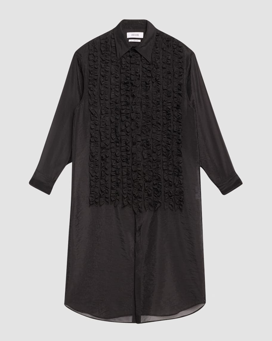 CHRISTOPHER JOHN ROGERS Oversize Semi-Sheer Ruffle Shirtdress | Neiman ...