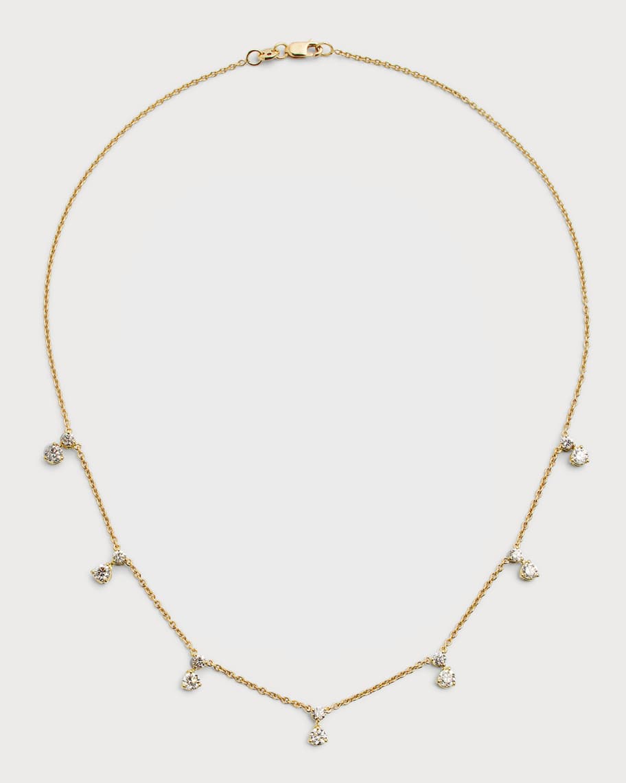 Roberto Coin 18K White Gold 7 Station Diamond Drop Necklace | Neiman Marcus