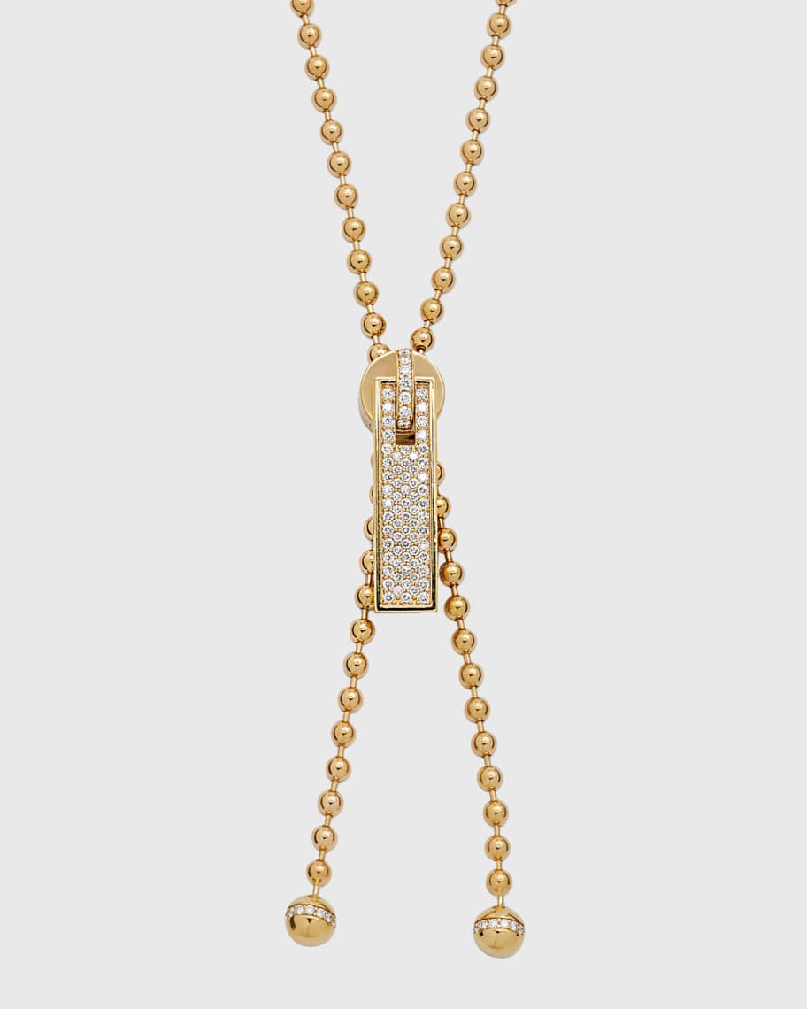 Roberto Coin 18K Gold Pave Diamond Zipper Necklace, 0.73tcw | Neiman Marcus