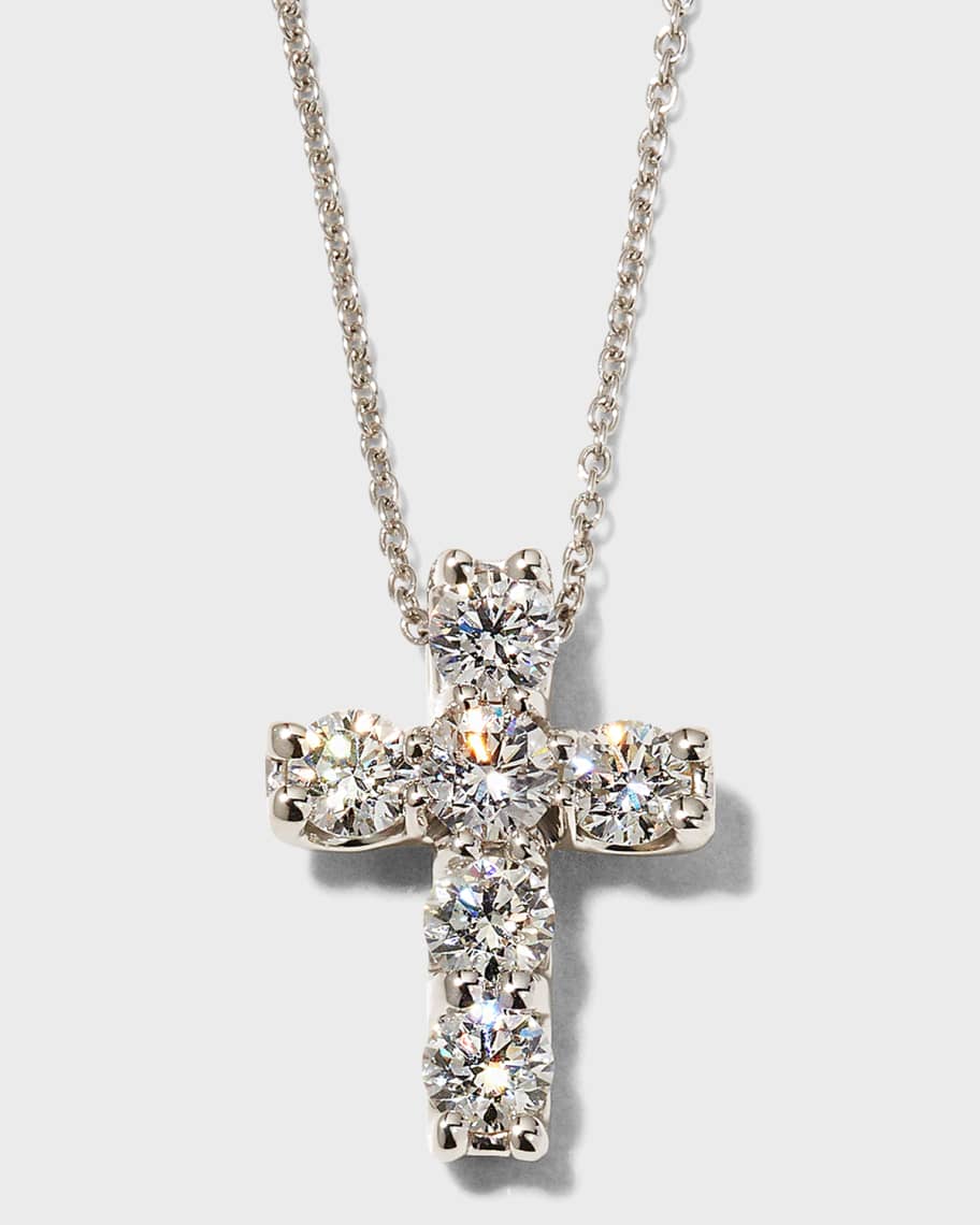 Roberto Coin 18k Diamond Square-Set Cross Pendant Necklace | Neiman Marcus