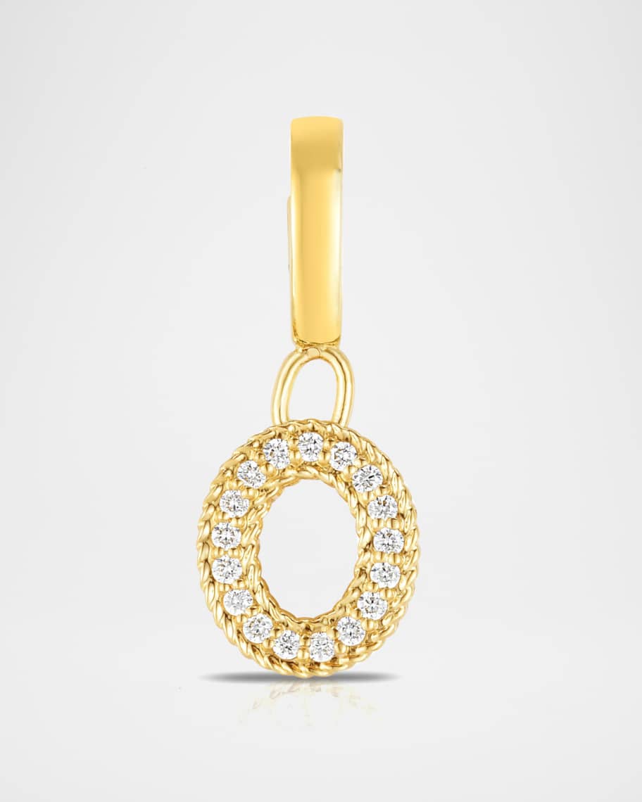 Roberto Coin Princess 18K Yellow Gold Diamond Pave Initial Charm, O ...