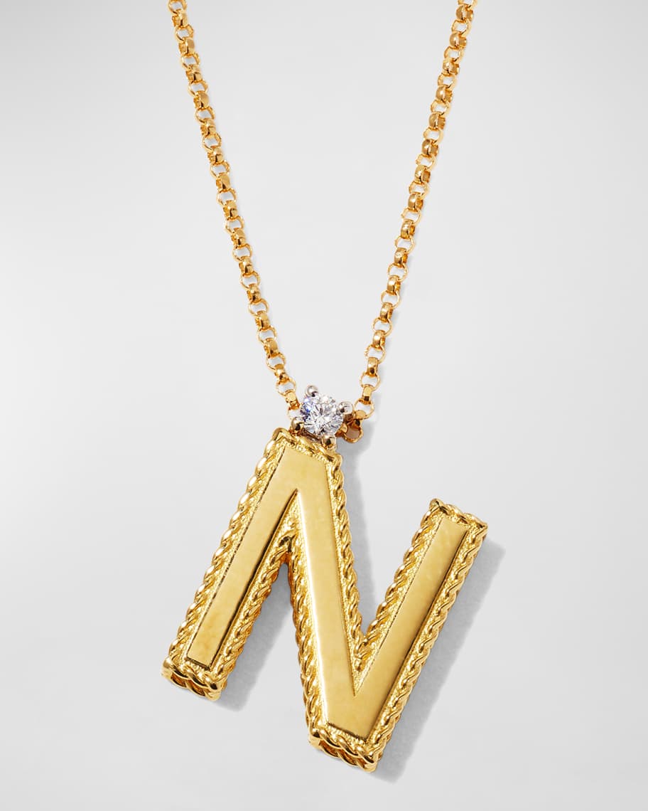 Roberto Coin Princess 18K Yellow Gold Diamond Initial Necklace, N ...