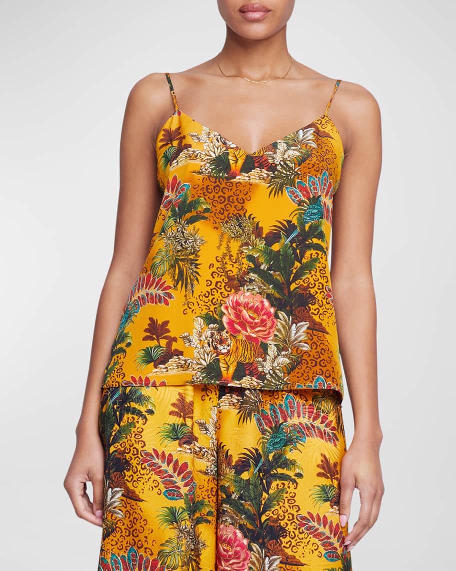 L'Agence Jane Spaghetti-Strap Silk Tank Top | Neiman Marcus