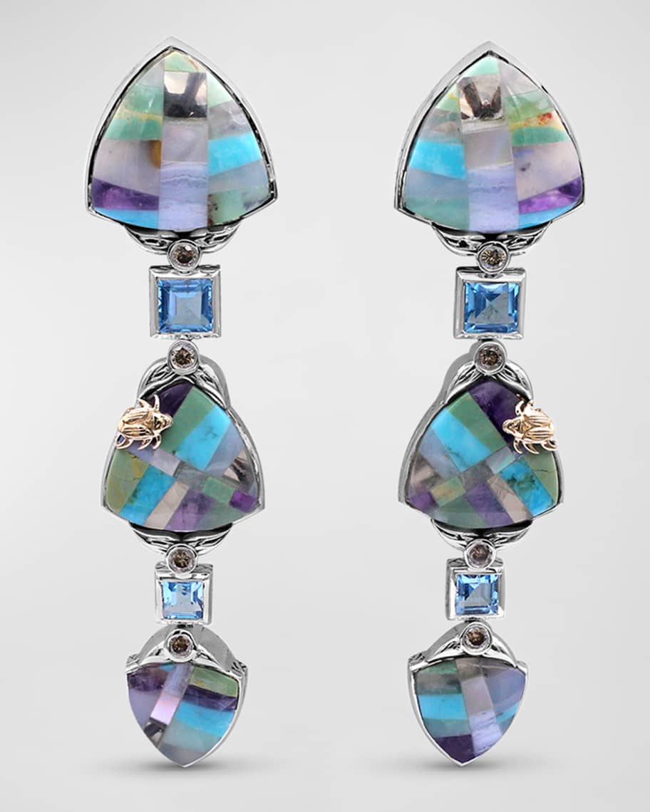 Stephen Dweck Opal Mosaic Drop Earrings with Blue Topaz and Diamonds ...