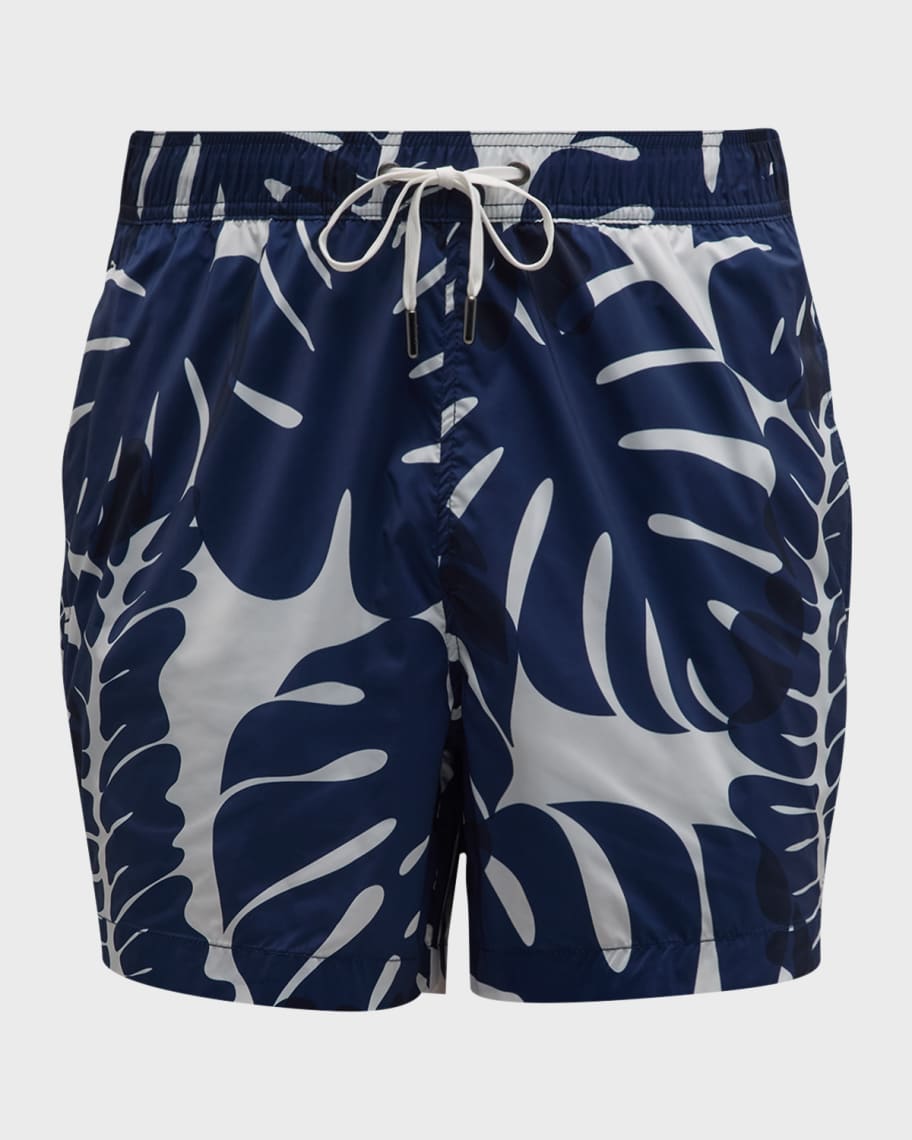 Onia Men's Charles 5" Leaf-Print Swim Trunks | Neiman Marcus