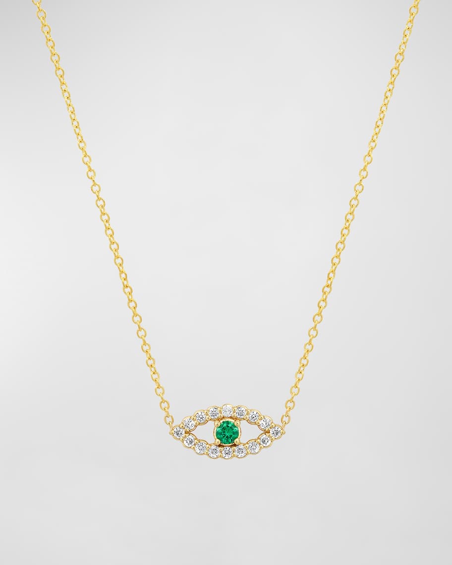 Jennifer Meyer Evil Eye Necklace with Emerald and Diamonds | Neiman Marcus