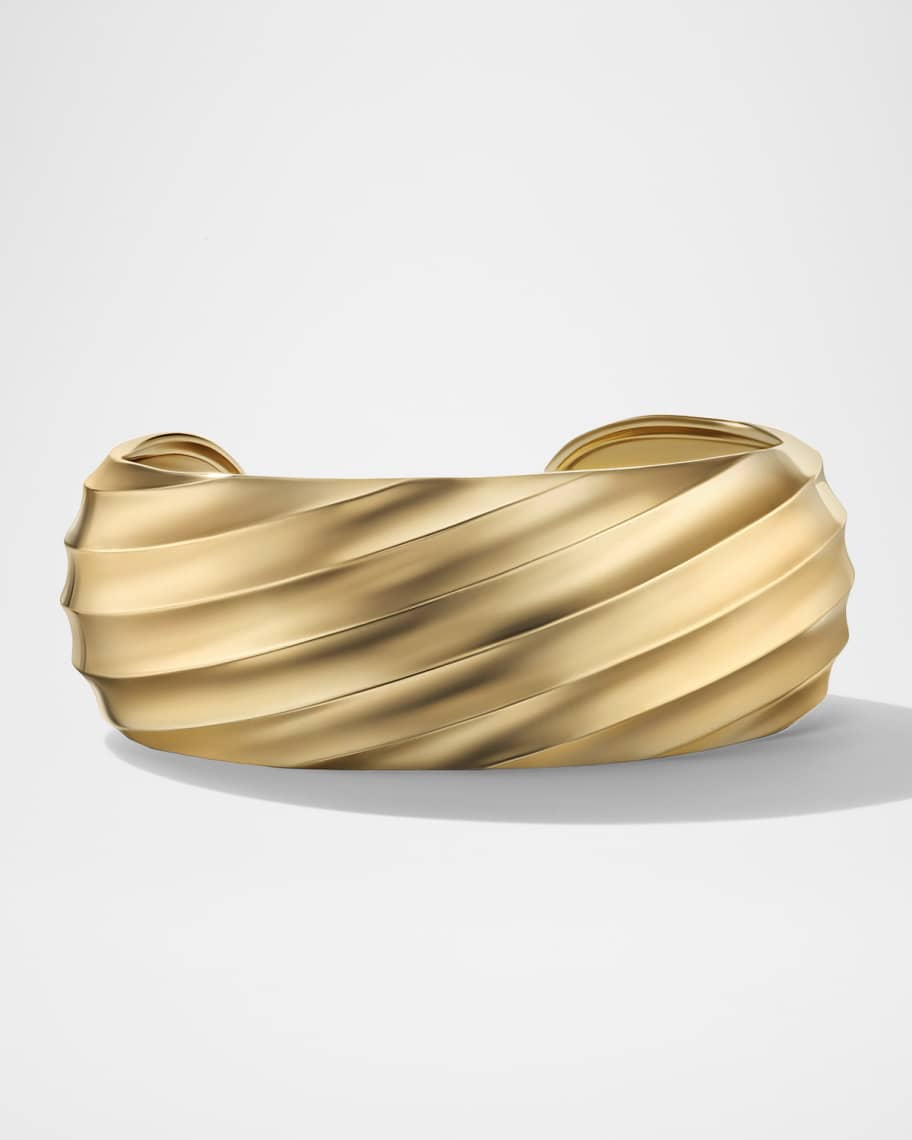 David Yurman Cable Edge Cuff Bracelet in 18K Yellow Gold, 24mm | Neiman ...